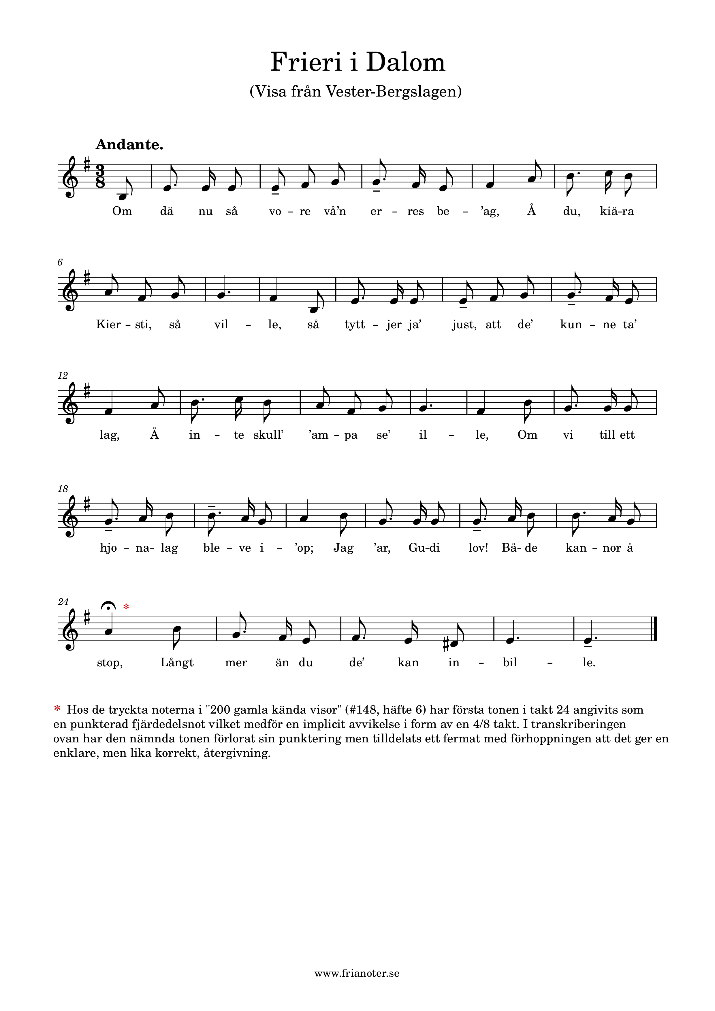 Frieri i Dalom, Okänd - Fria Noter